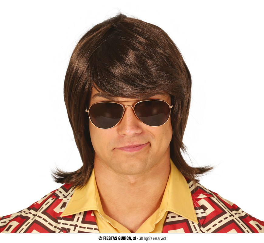 Peruka męska Lata 70-te, Brunet z grzywką - Be Art