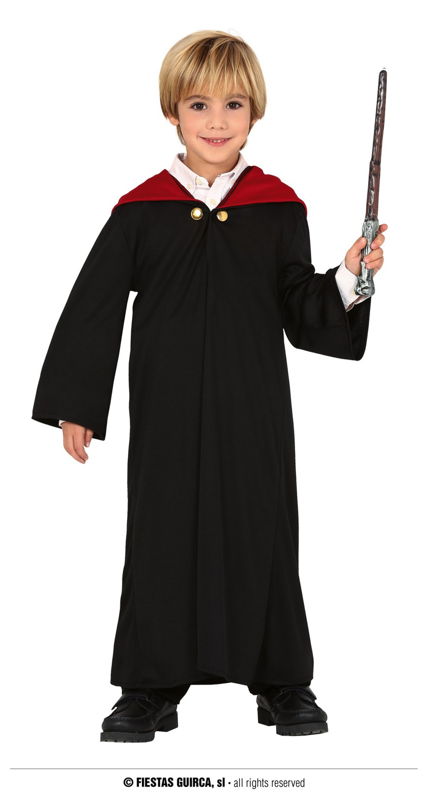 Strój czarodzieja, czarna peleryna z kapturem 110-115 cm - Be Art